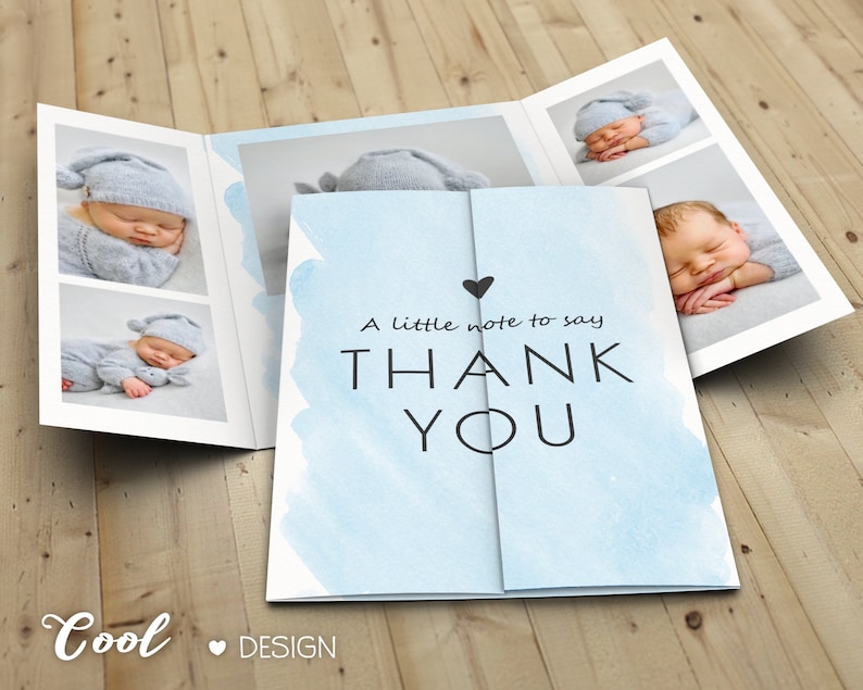 Personalised Baby Thank You Cards Girl or Boy Gate fold Photo | Etsy