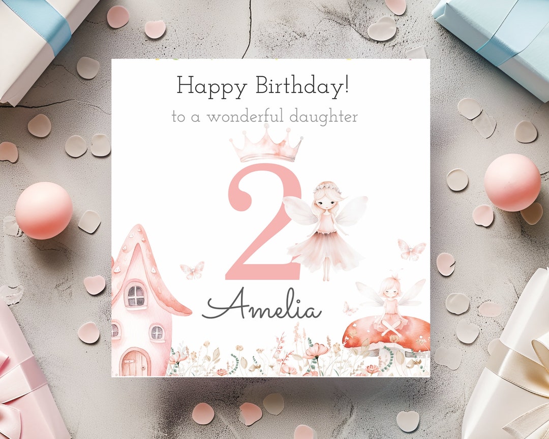 Fairy Birthday Card, Personalised Fairies Birthday Card, Cute Fairy ...