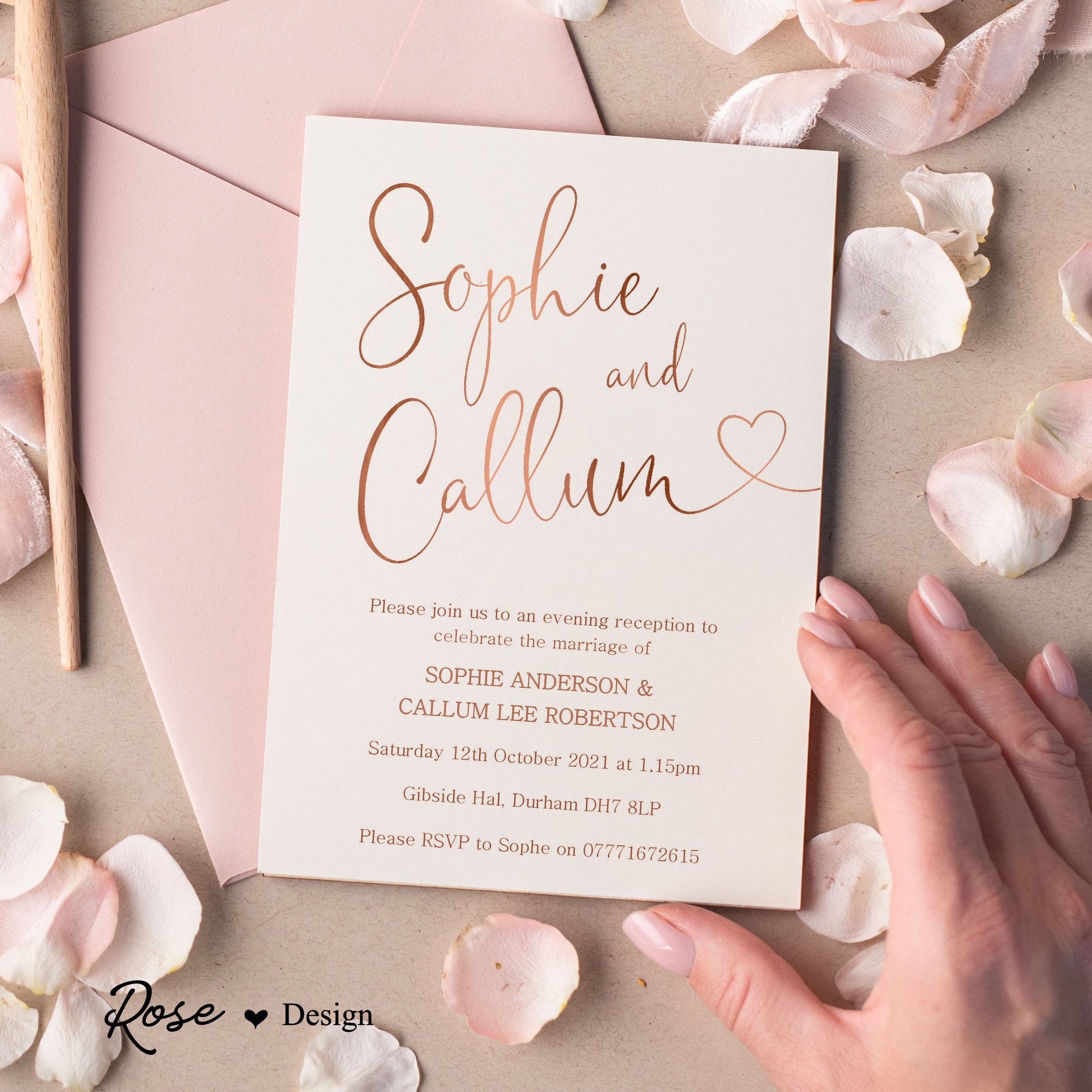Bespoke Wedding Invitation W1 Personalised Simple - Etsy UK