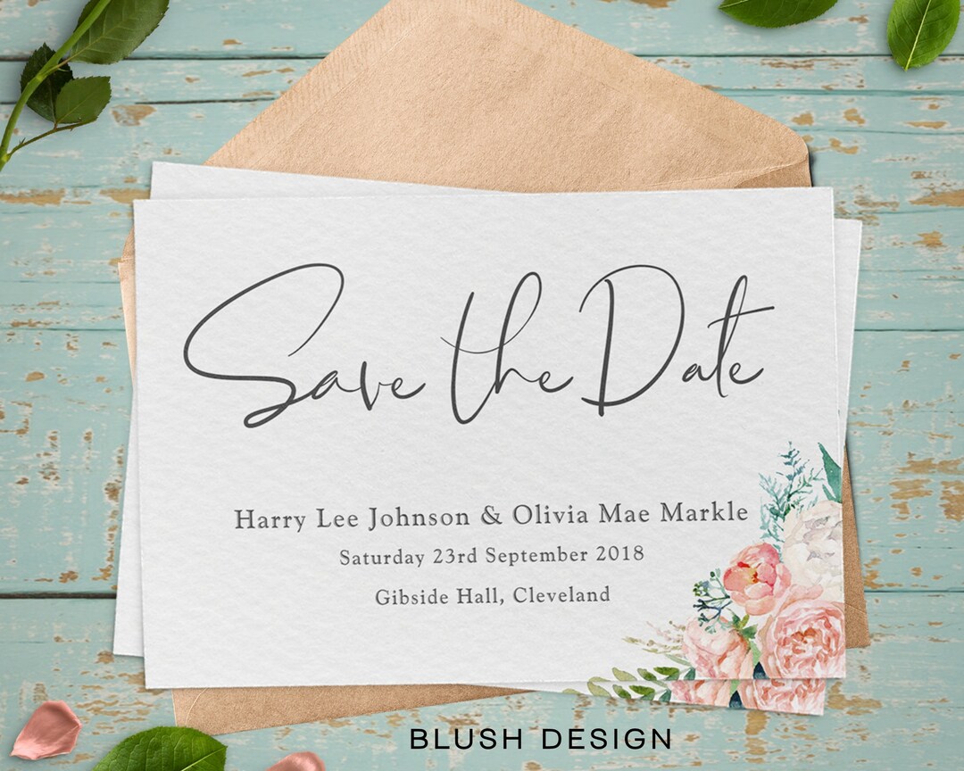 Personalised Wedding Save the Dates, Floral Postcards, (W0) Rustic Save ...