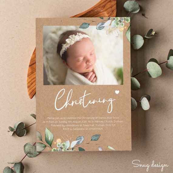 Personalised Christening Invitation Including Photos | Etsy