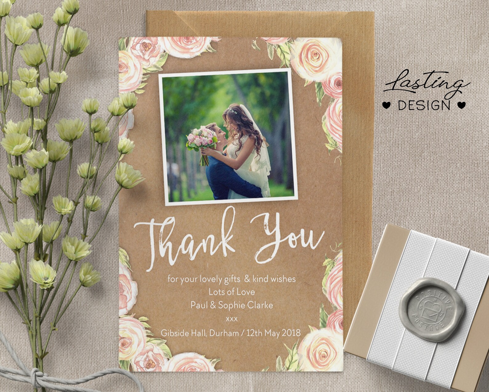 Wedding Thank You Cards Personalised design with Photo | Etsy