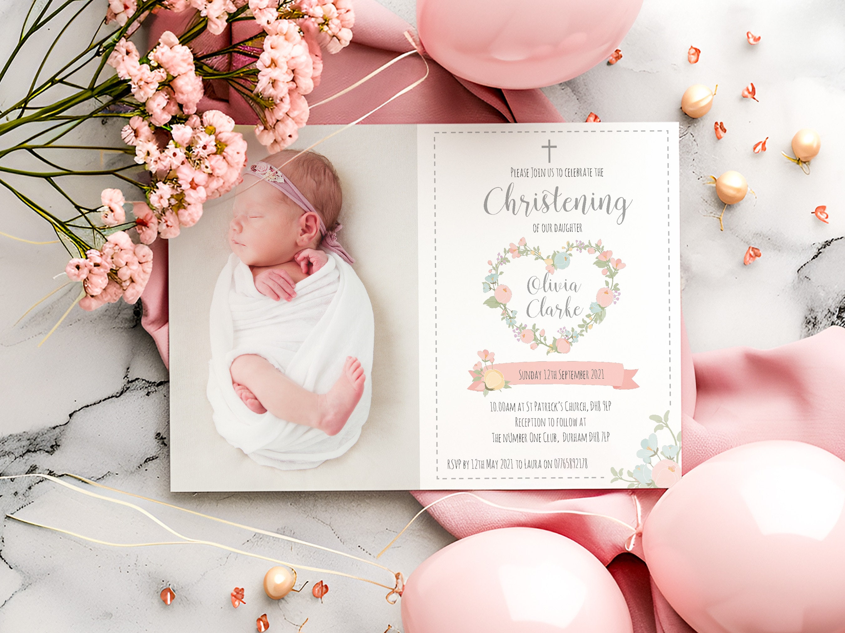 Bespoke Christening Day Invitation Including Photos, (R1) Personalised ...
