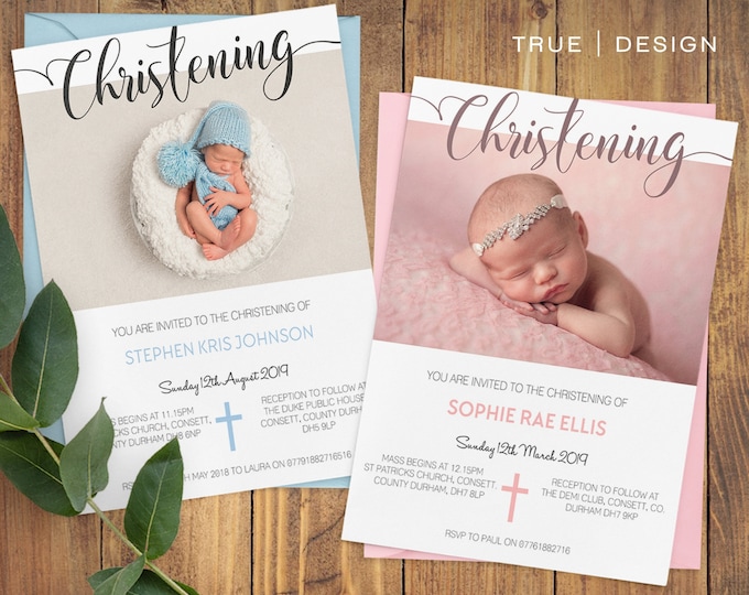 Personalised Christening Invite With Photo, R1 Bespoke Christening ...