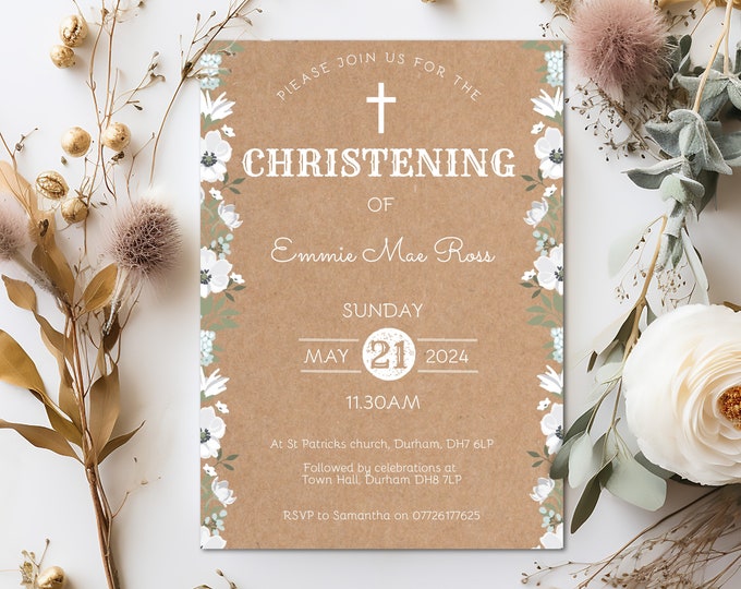 Personalised Christening Invite With Photo, R1 Bespoke Christening ...