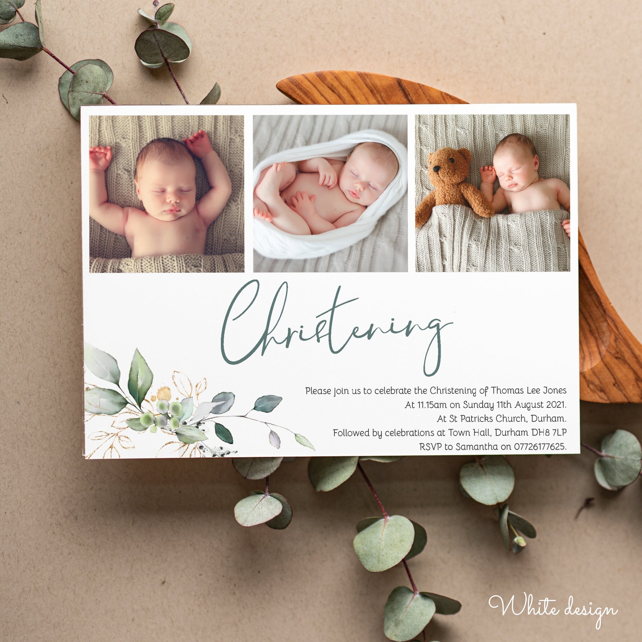 Personalised Christening Invitation Including Photos - Etsy