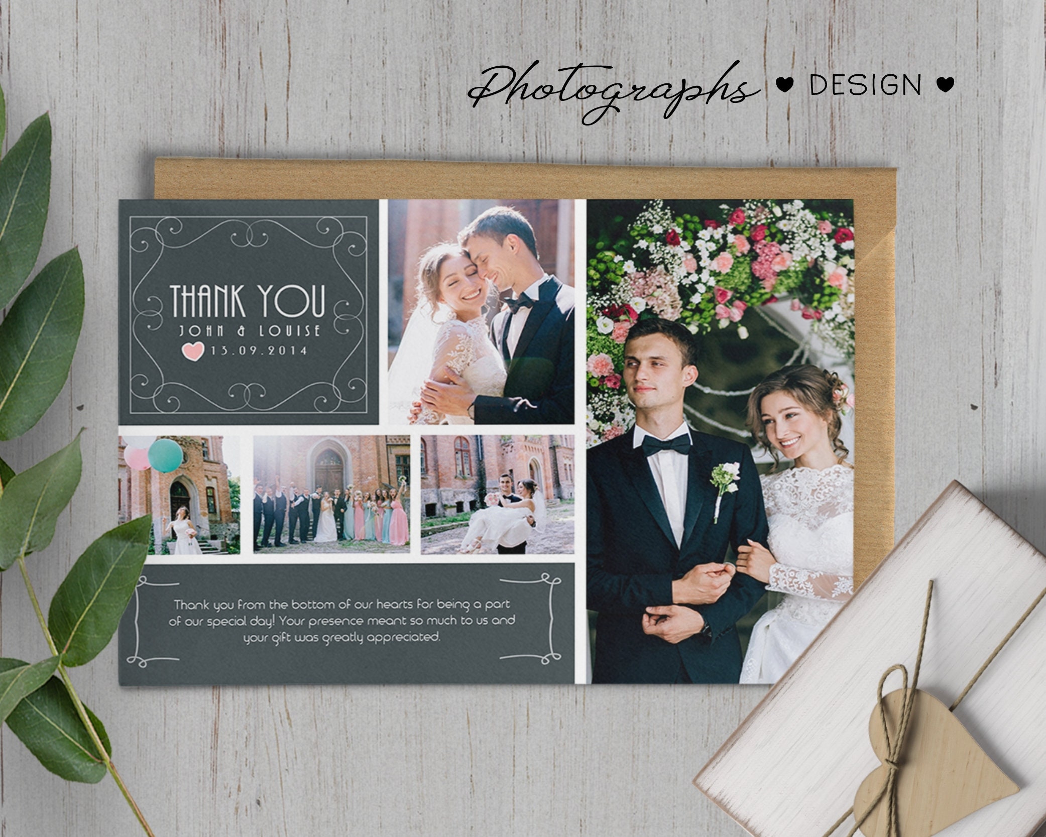 Classic Wedding Thank You Card Bespoke Personalised Thank You | Etsy