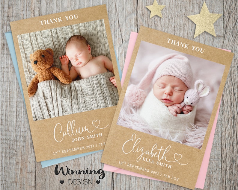 Baby Thank You Cards Personalised New baby Thank you card | Etsy