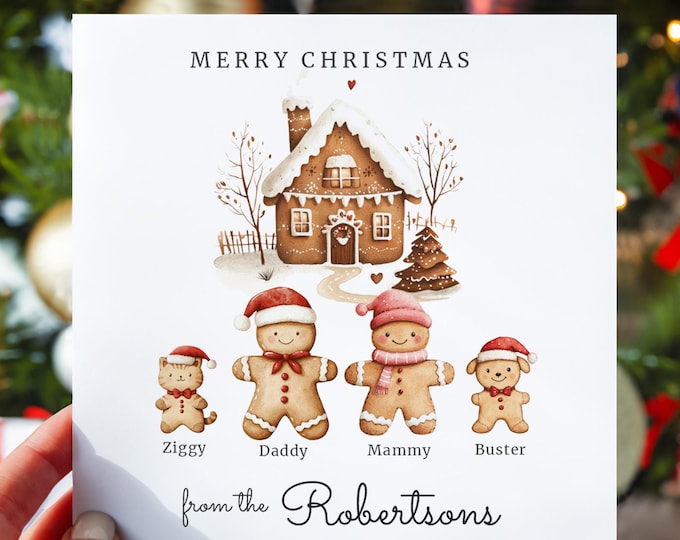 Personalised Family Christmas Card Gingerbread Family Design ...