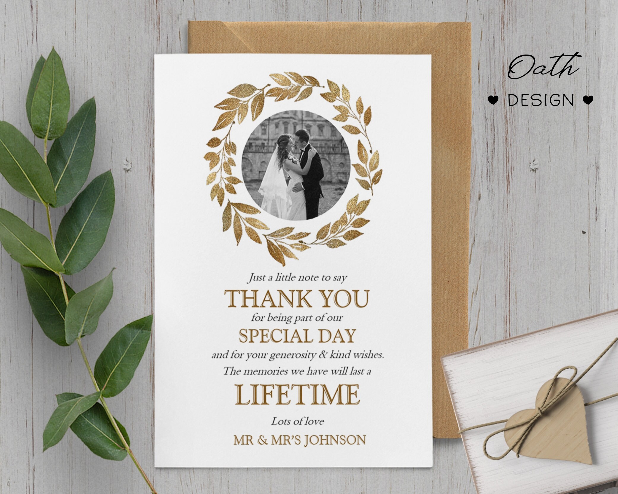 Rustic Personalised Wedding Thank You Cards With Photos | Etsy