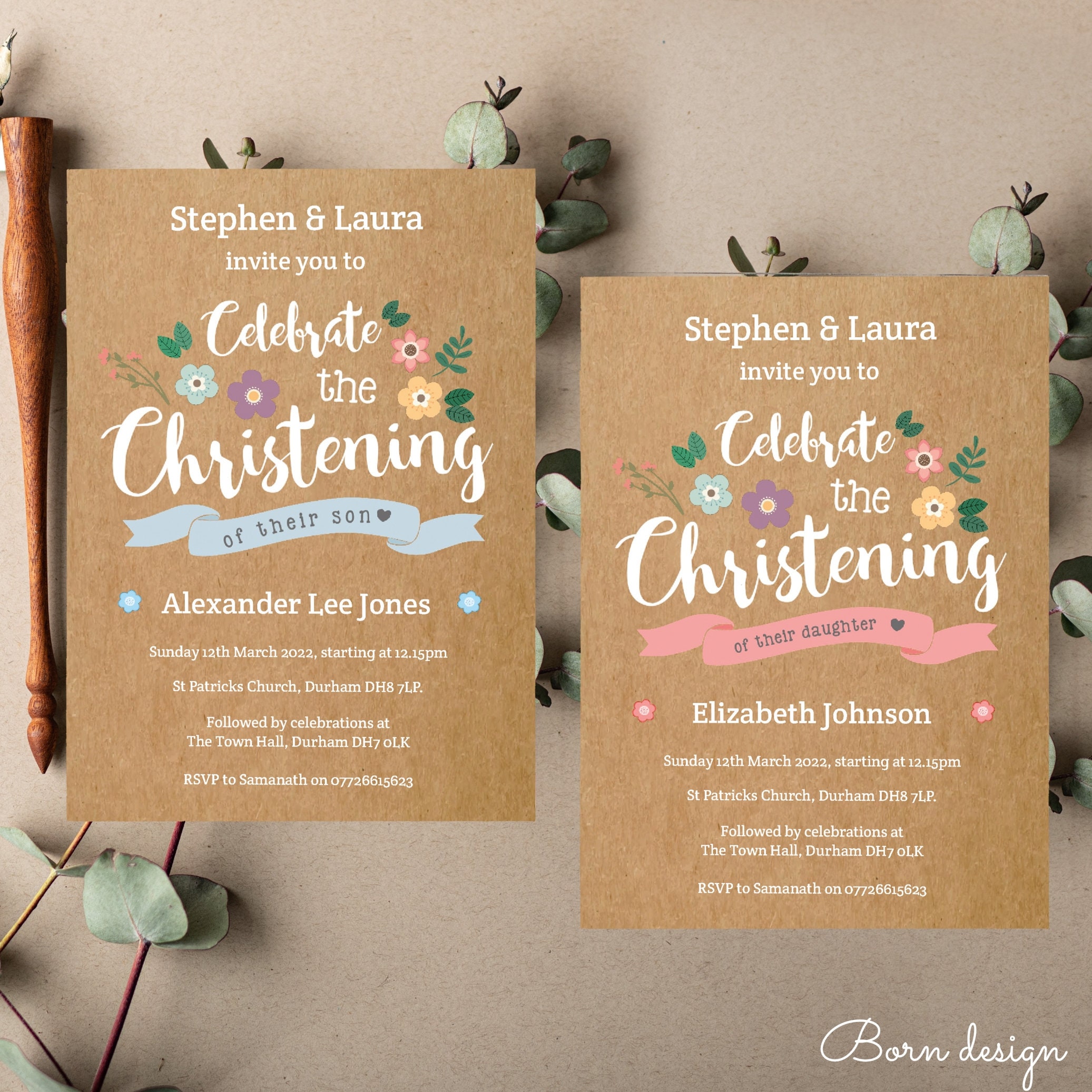 Personalised Christening Invitation Including Photos | Etsy
