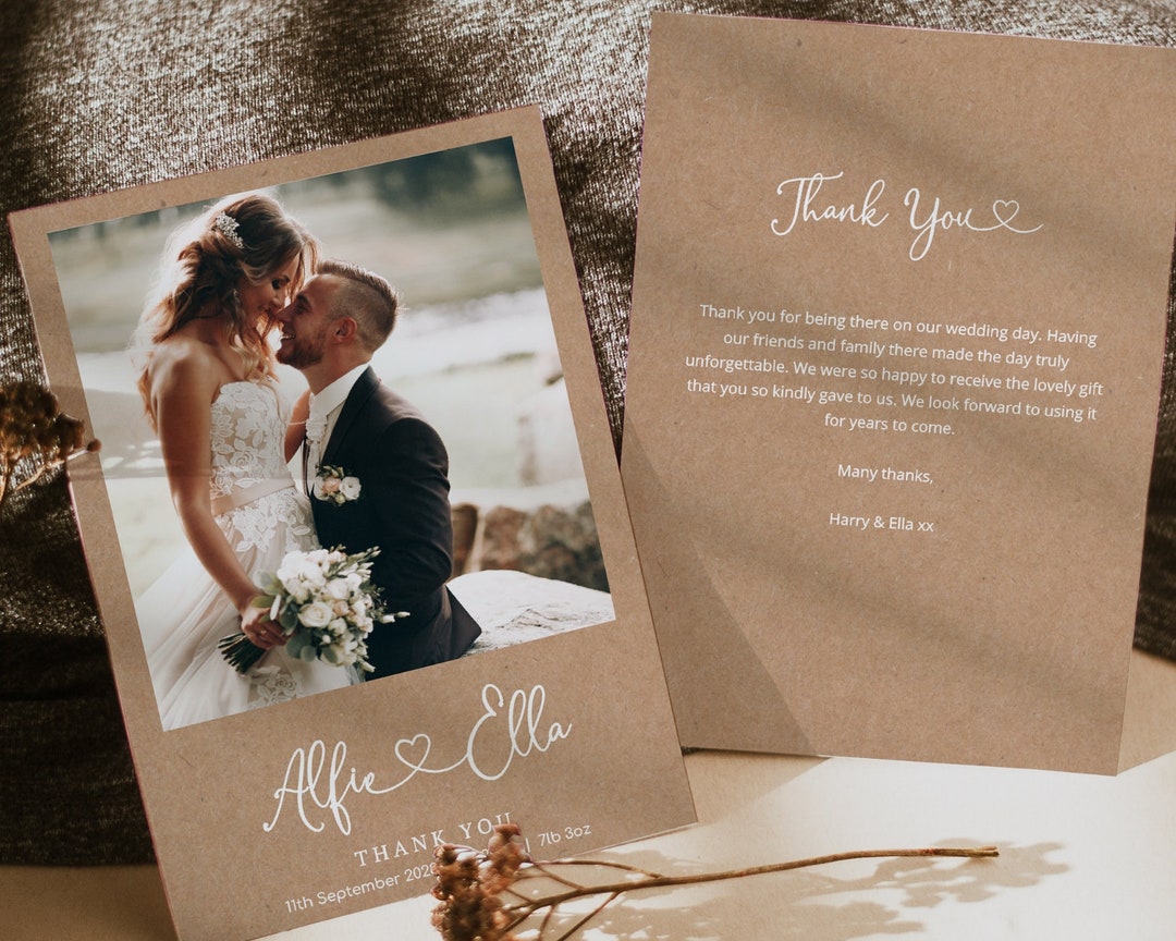 Wedding Thank You Card , Personalised Wedding Thank You Cards, (Z1 ...