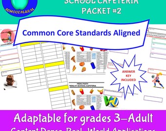 Menu Math Word Problems Printable Worksheets Grades 3-adult #2 - Etsy