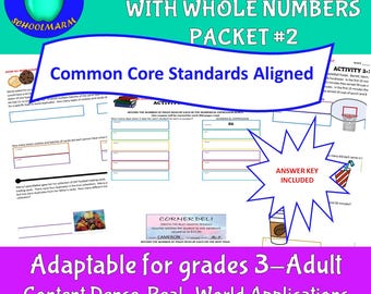 Whole Number Word Problem Printable Worksheets Grades 3-adult #2 - Etsy