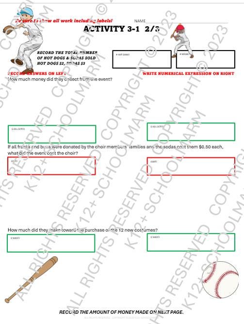 Whole Number Word Problem Printable Worksheets Grades 3-adult #3 - Etsy