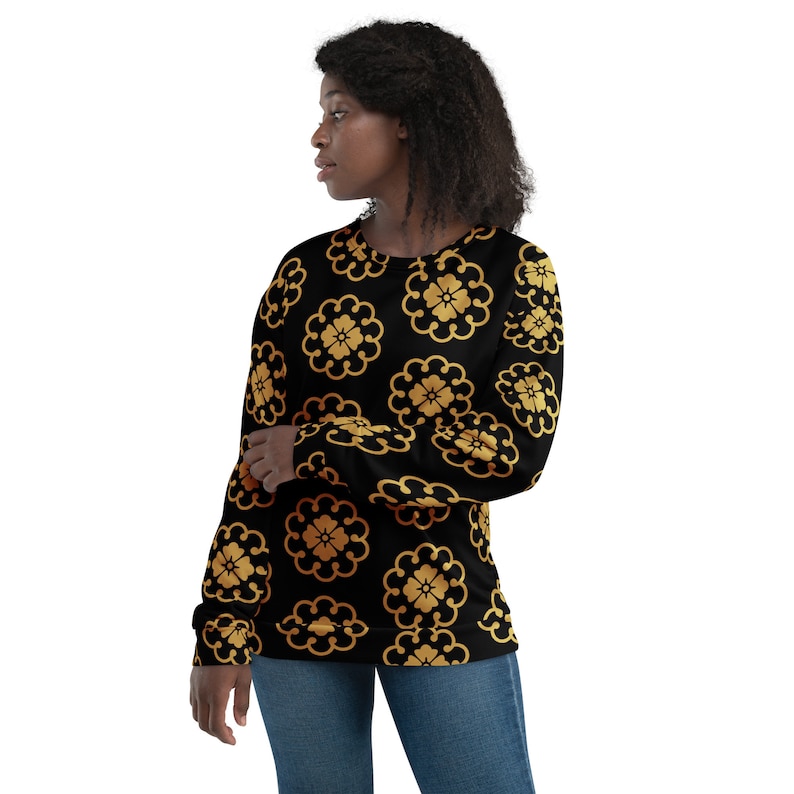 Black and Gold Sweater With Flowers, Florals Lovers, Woman Fashion, All ...