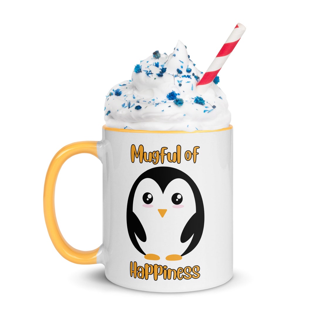 Mug With Color Inside, Penguin, Mugful of Happiness, Coffee, Espresso ...