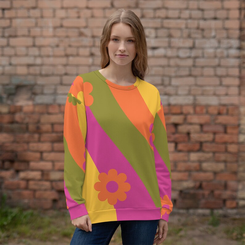 Novelty Hippie Sweater With Flowers, Florals Lovers, Woman Fashion, All ...