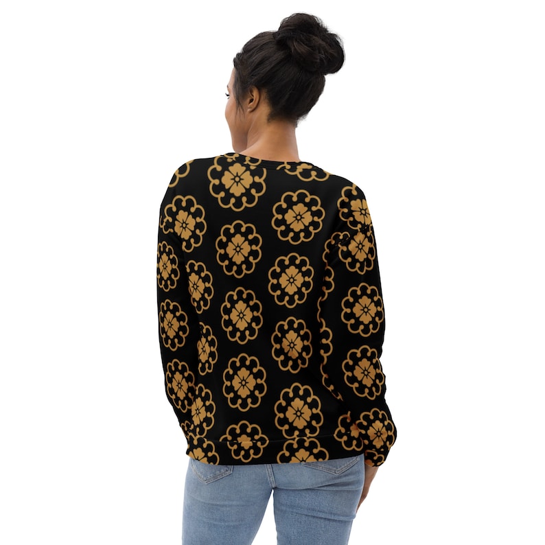 Black and Gold Sweater With Flowers, Florals Lovers, Woman Fashion, All ...
