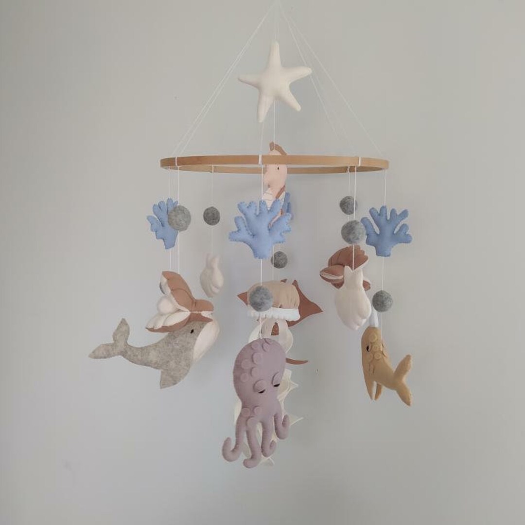 Whale Baby Mobile -baby Mobile - Nautical Mobile- Nursery Mobile- Sea ...
