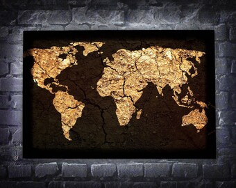 Gold World Map - Etsy
