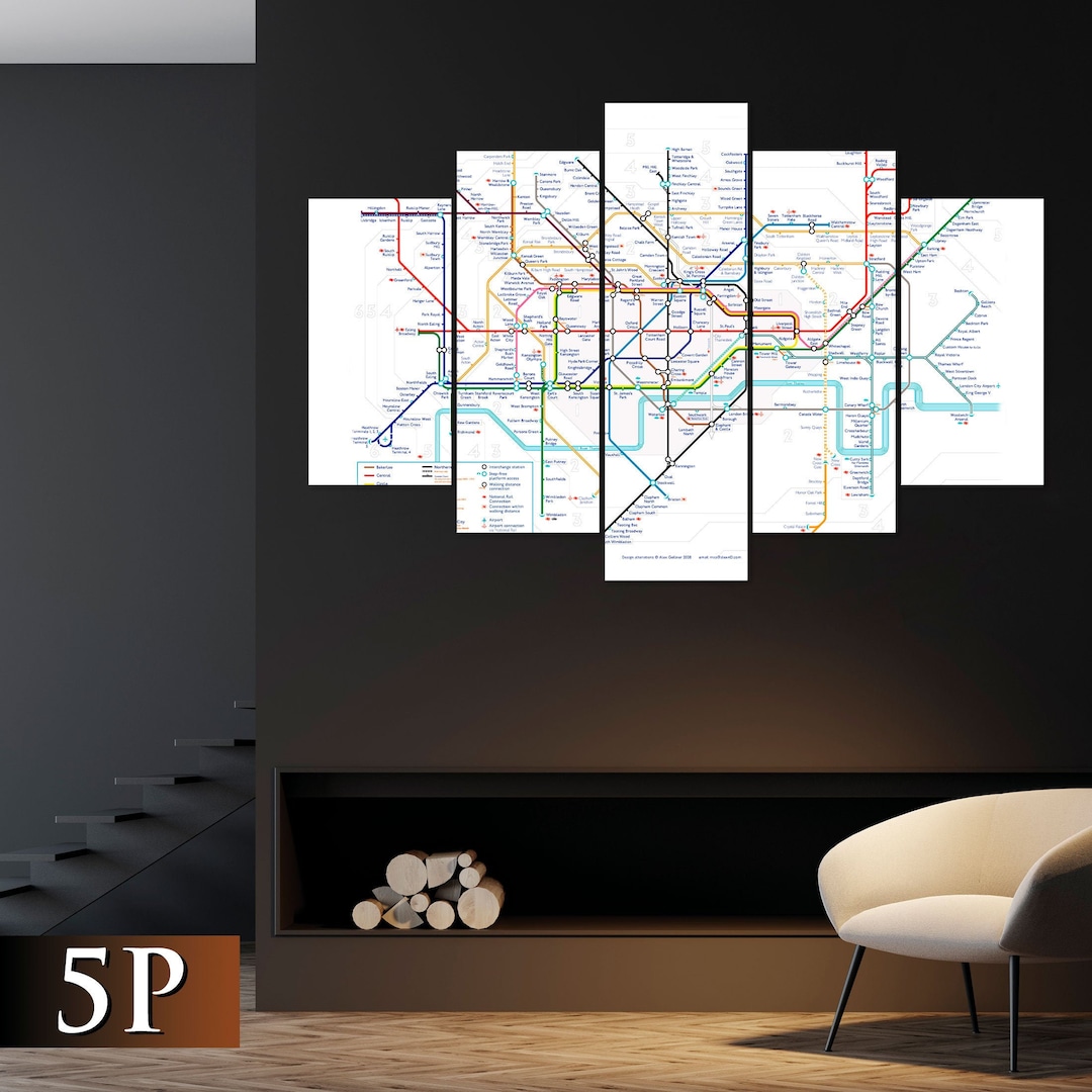 London Tube Map Canvas, Tube Map Wall Art, Subway Wall Decor, Metro Map ...