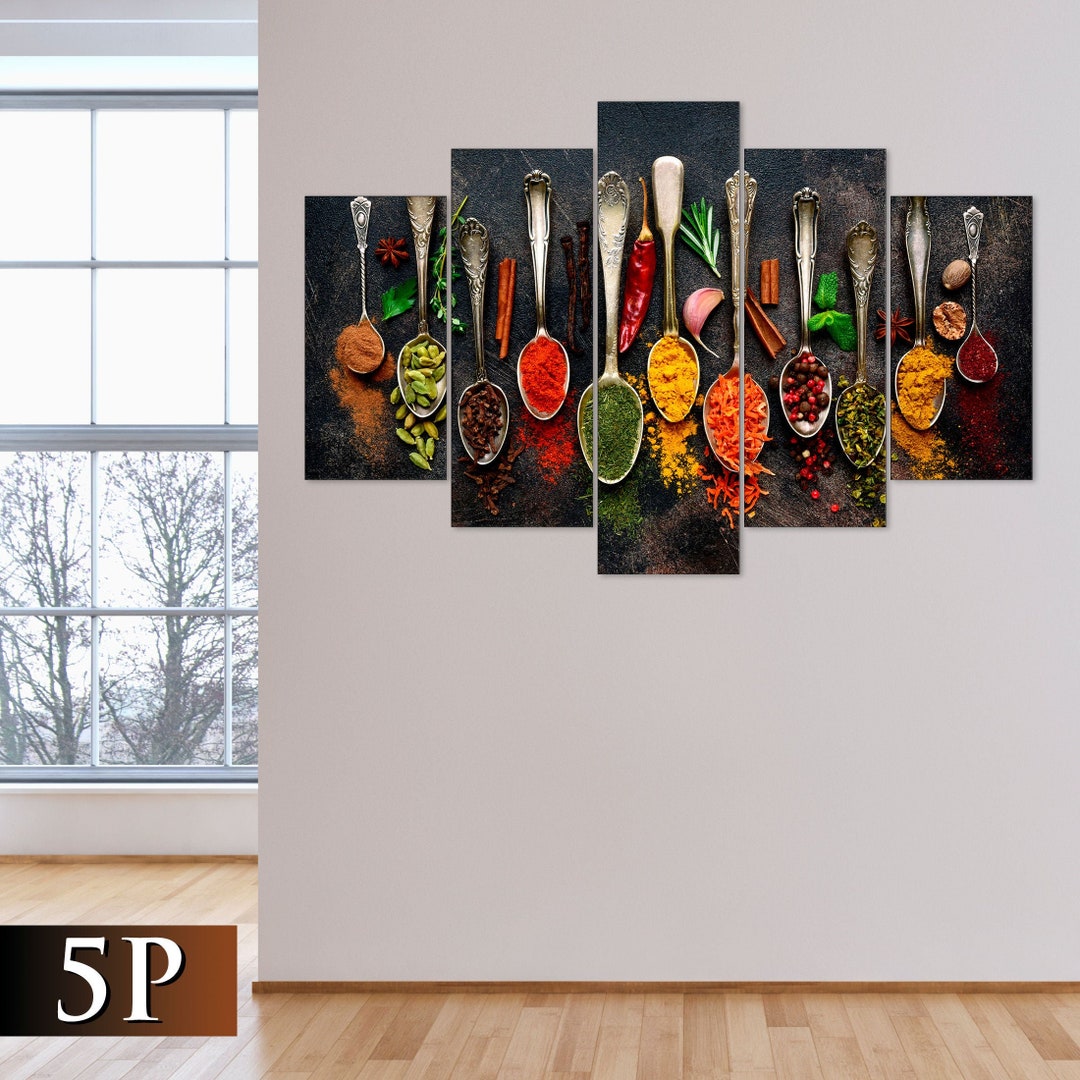 Spice Wall Decor, Kitchen Wall Decor, Cooking Canvas, Spices on Canvas ...
