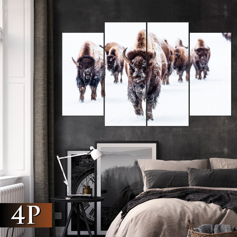 Bison Canvas Animals Wall Art Wildlife Print Buffalo Wild - Etsy