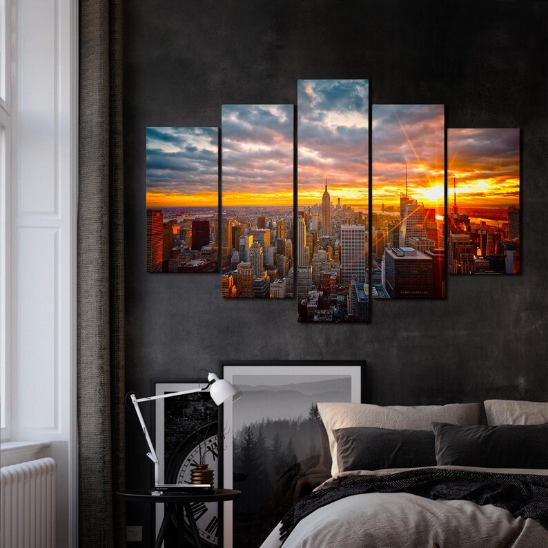 City at Dawn, New York Canvas, Cityscape Print, Cityscape Print ...