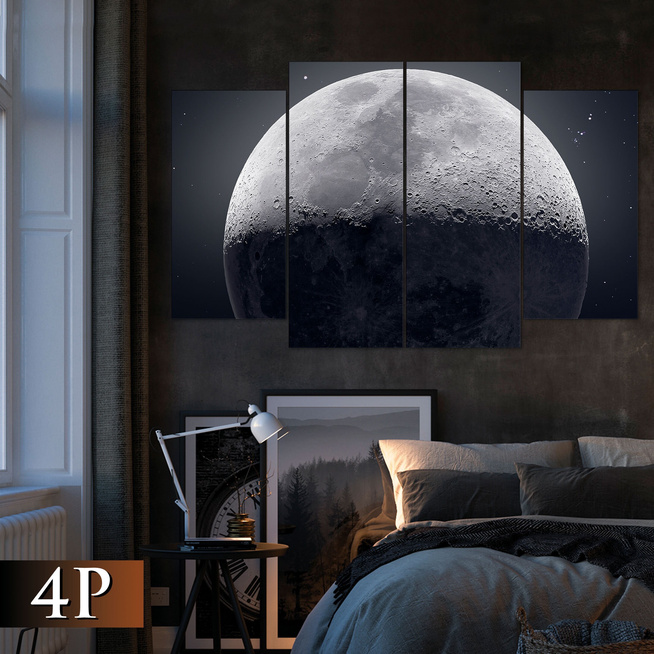 Moon Canvas Wall Decoration Ideas Large Wall Art Space Wall | Etsy