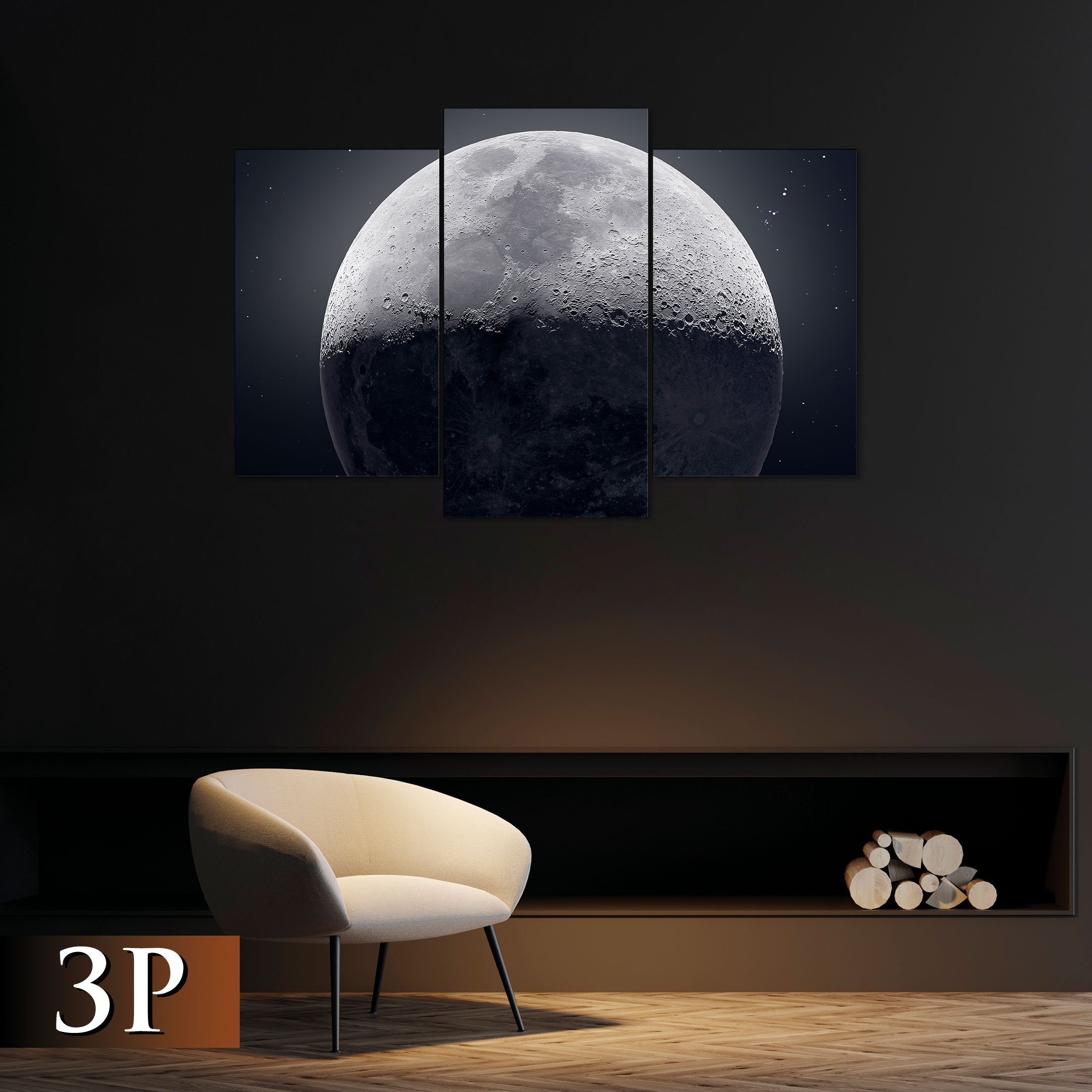 Moon Canvas Wall Decoration Ideas Large Wall Art Space Wall | Etsy