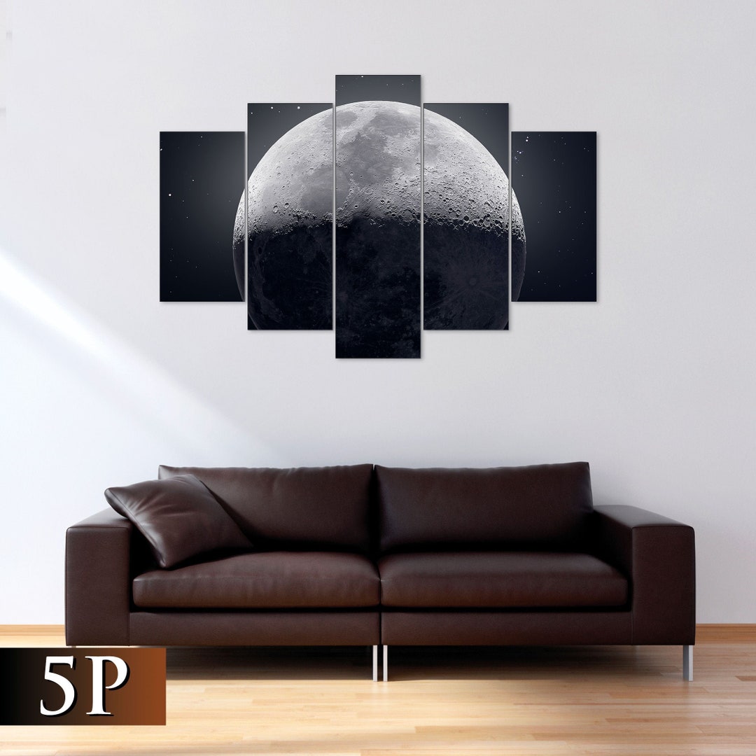 Moon Canvas, Wall Decoration Ideas, Large Wall Art, Space Wall Decor ...