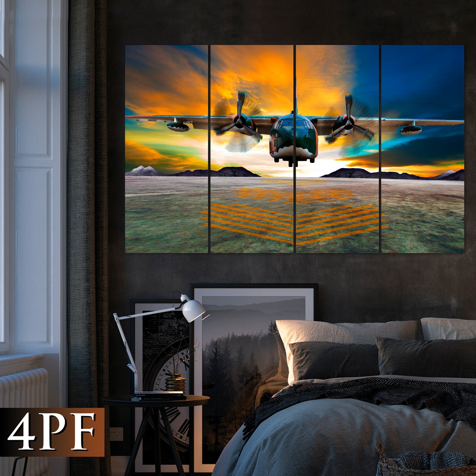 Flying Machine Acft Print Aircraft Canvas Sunset Canvas | Etsy