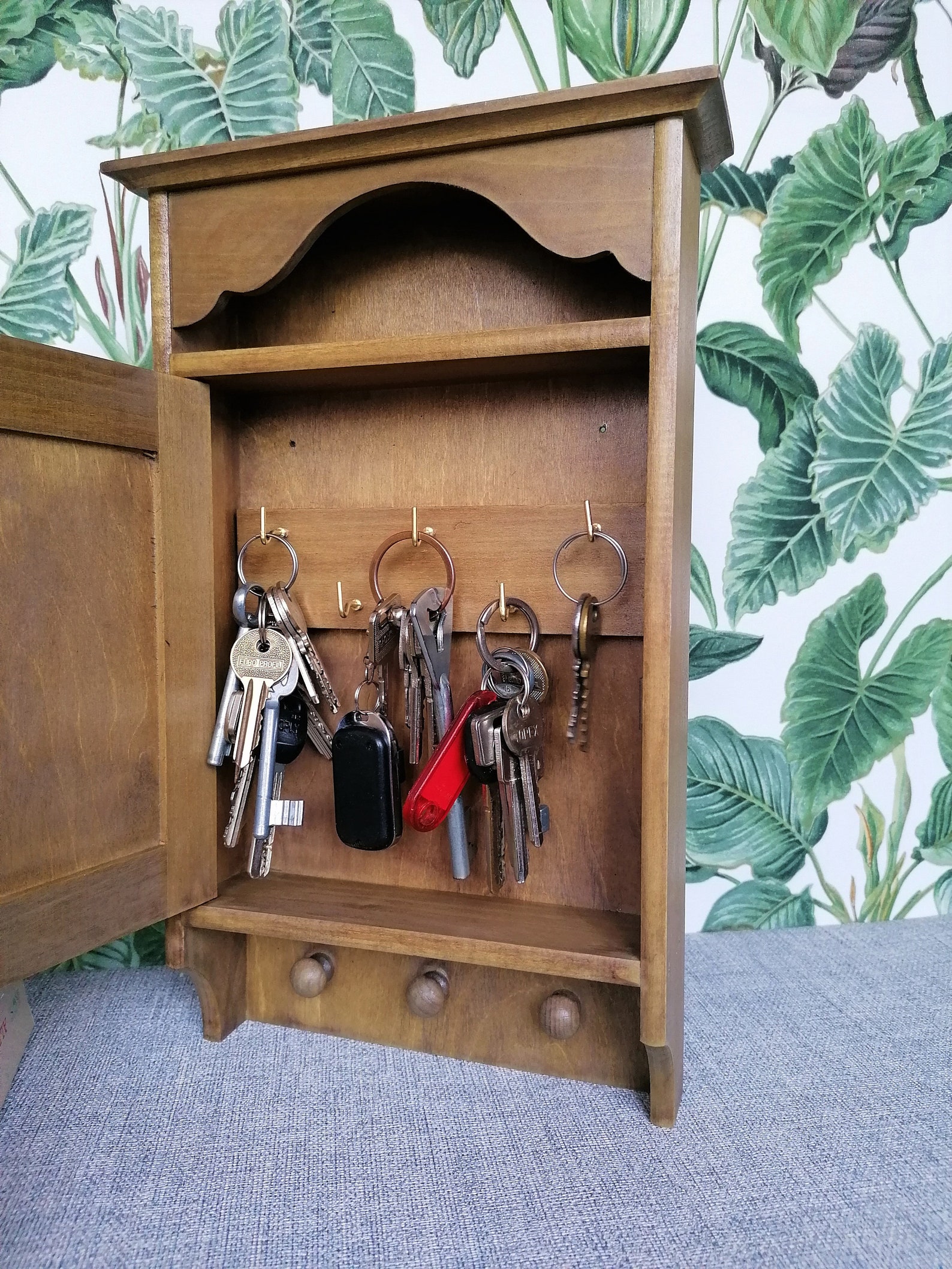Wooden Key Box Wall Key Cabinet Key Holder Box Key Storage - Etsy UK