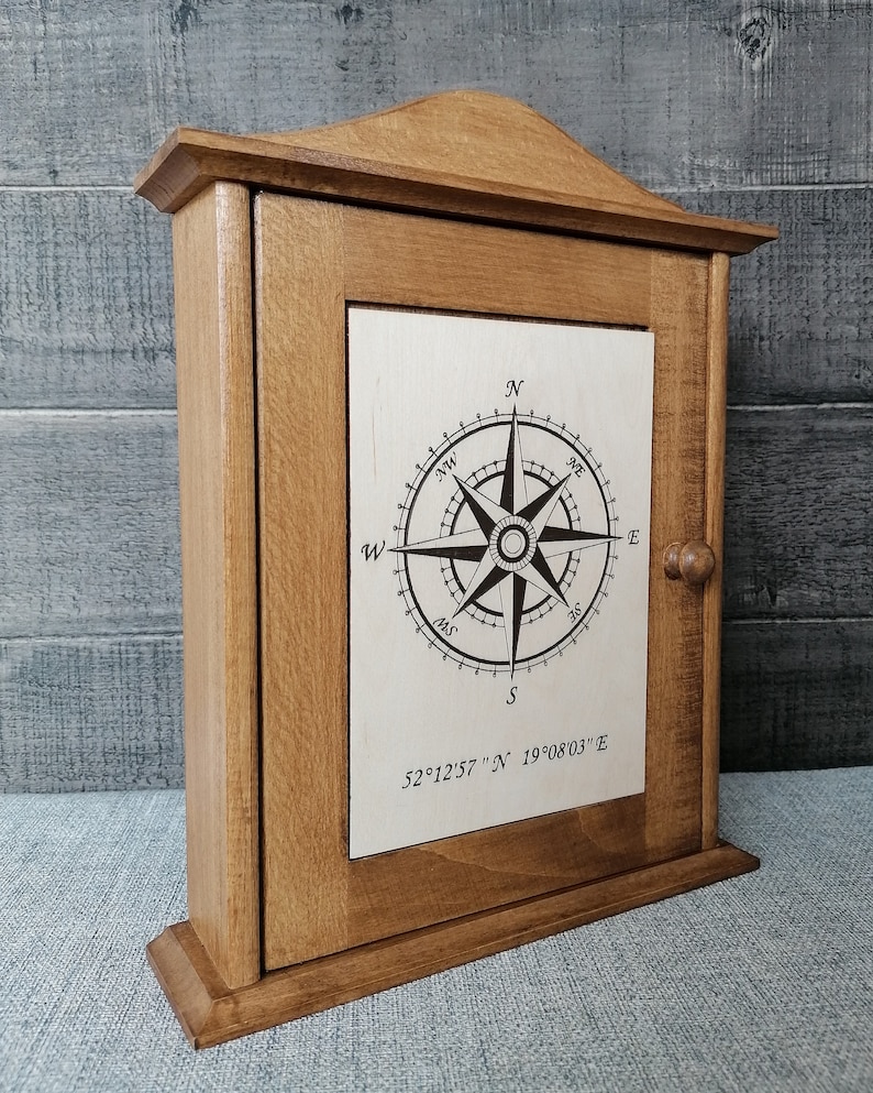 Key Box Holder Wooden Key Box Wind Rose Gift for a New Home ...
