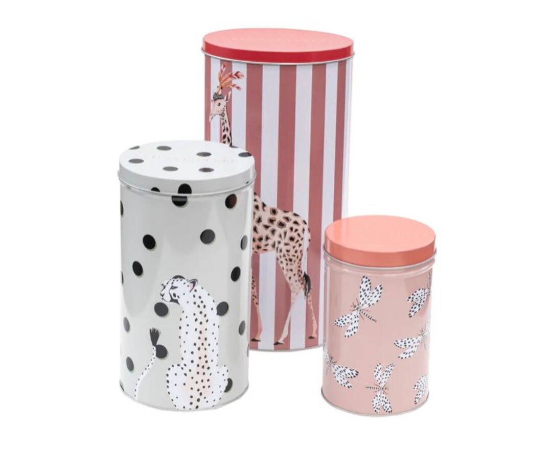 Set of 3 Animal Decorative Food Canister Tins / Beautifully Designed ...