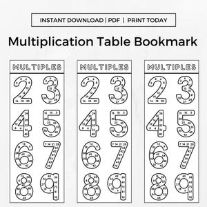 Multiplication Table Bookmark: Math Learning Printable (PDF Template ...