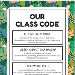 Tropical Class Rules Poster: Vibrant Classroom Decor (instant Download ...