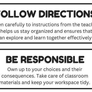Black and White Classroom Rules Poster | B & W | PRINTABLE - Etsy Canada