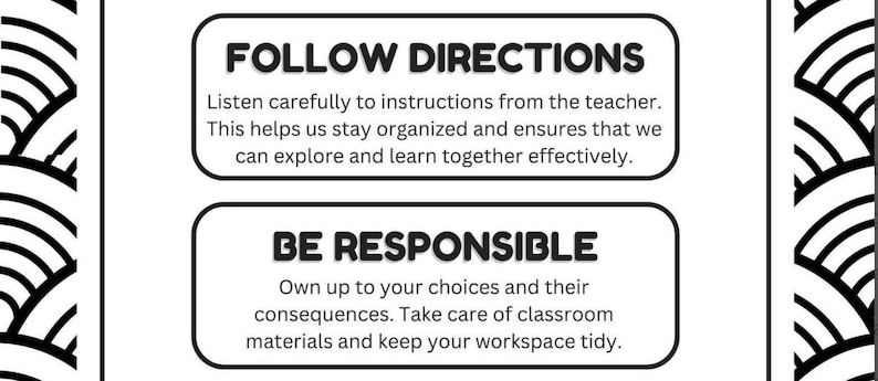 Black and White Classroom Rules Poster | B & W | PRINTABLE - Etsy Canada