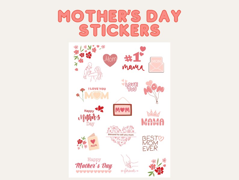 Mother's Day Stickers: Digital Planner Decorations (PNG Digital ...