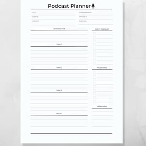 Editable Podcast Planner: Episode Planning Worksheet (digital Download ...