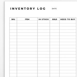 Printable Inventory Tracker: Small Business Inventory List (digital ...