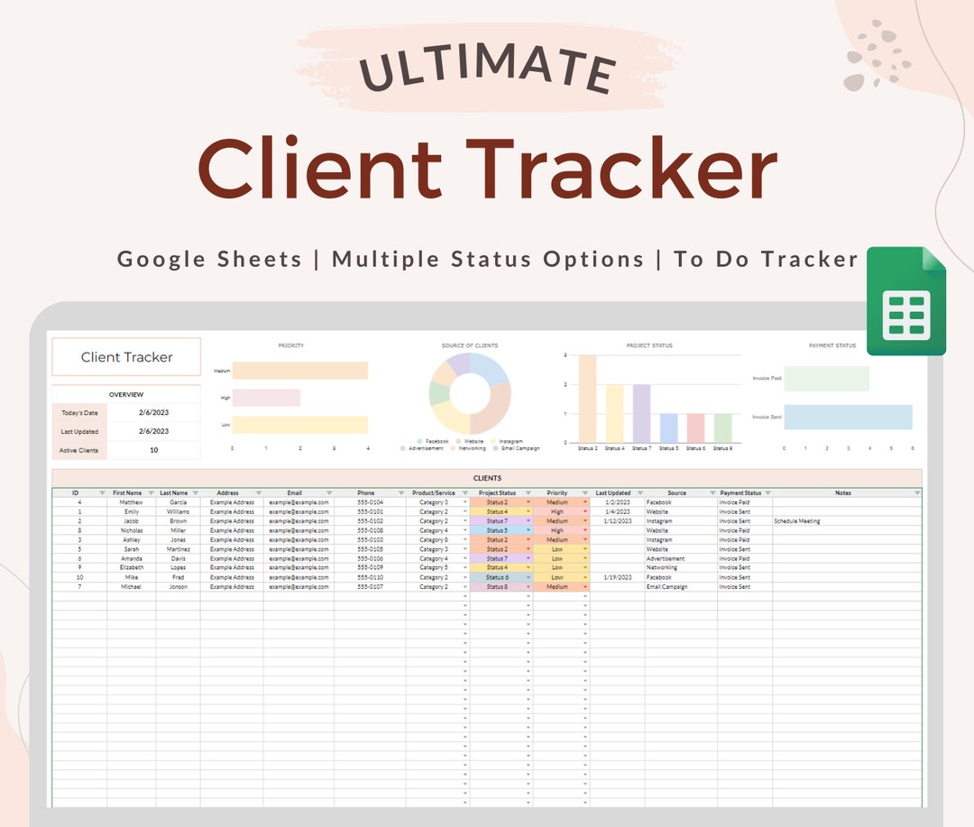 Ultimate Client Tracker Spreadsheet, Client Track Google Sheet, Small ... Ultimate Client Tracker Spreadsheet, Client Track Google Sheet, Small ...