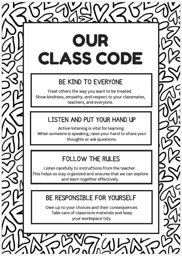 Black and White Classroom Rules Poster | B & W | Printable - Etsy