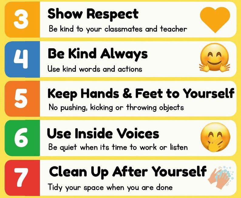 Classroom Rules Poster: Vibrant, Colorful Designs (printable PDF) - Etsy