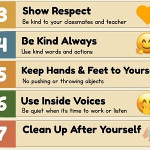 Classroom Rules Poster: Vibrant, Colorful Designs (printable PDF) - Etsy