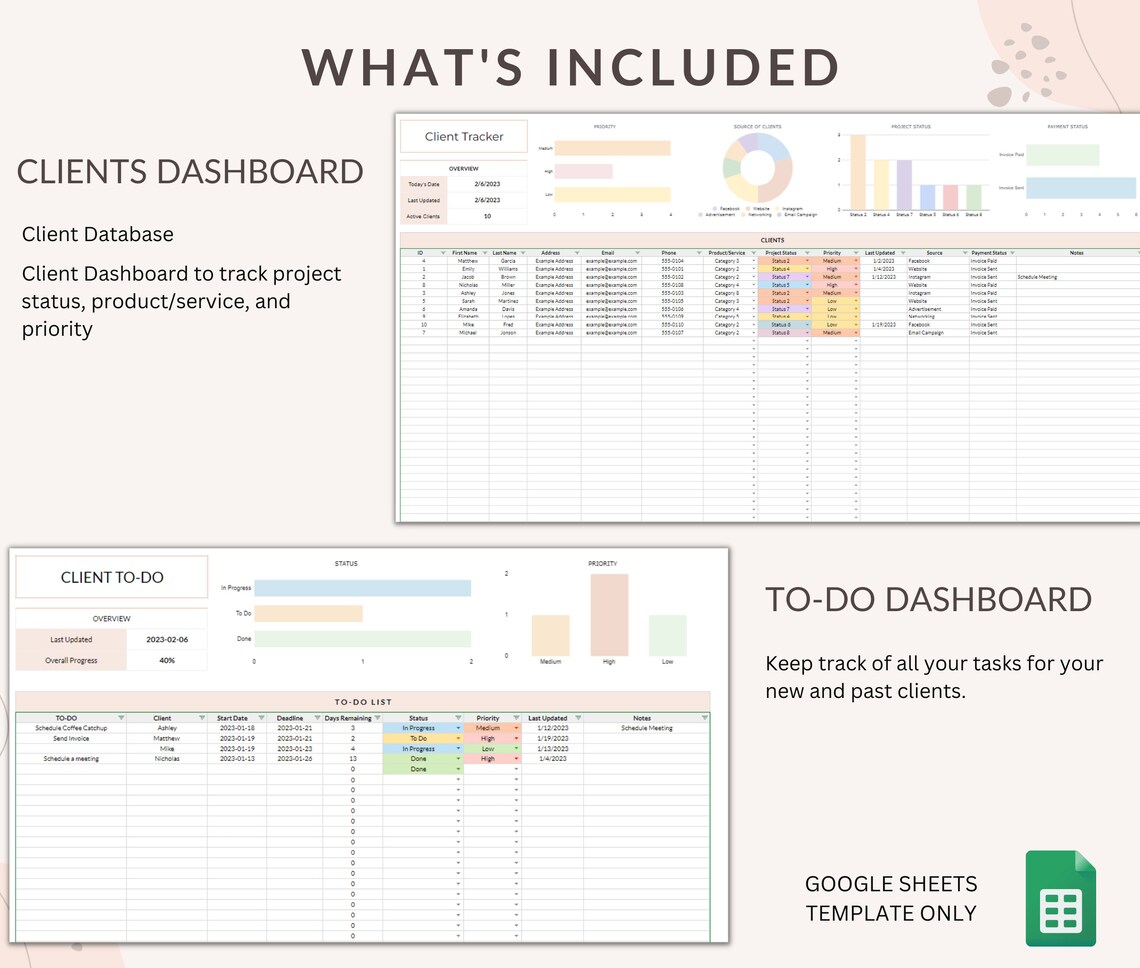 Ultimate Client Tracker Spreadsheet, Client Track Google Sheet, Small ...