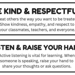 Black and White Classroom Rules Poster | B & W | PRINTABLE - Etsy