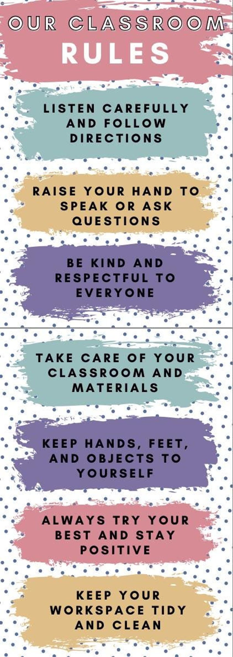 Colorful Classroom Rules Poster: Vibrant Decor (instant Download) - Etsy